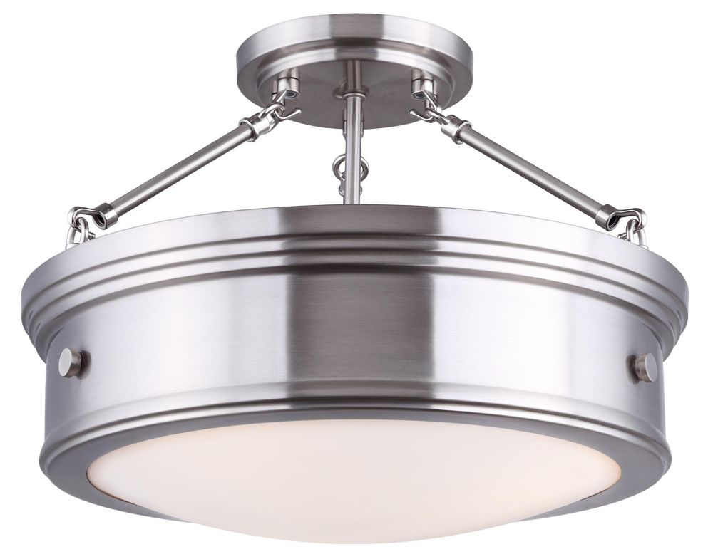Canarm Ltd BOKU 3-Light 12 in. Brushed Nickel Semi-Flush Mount with ...