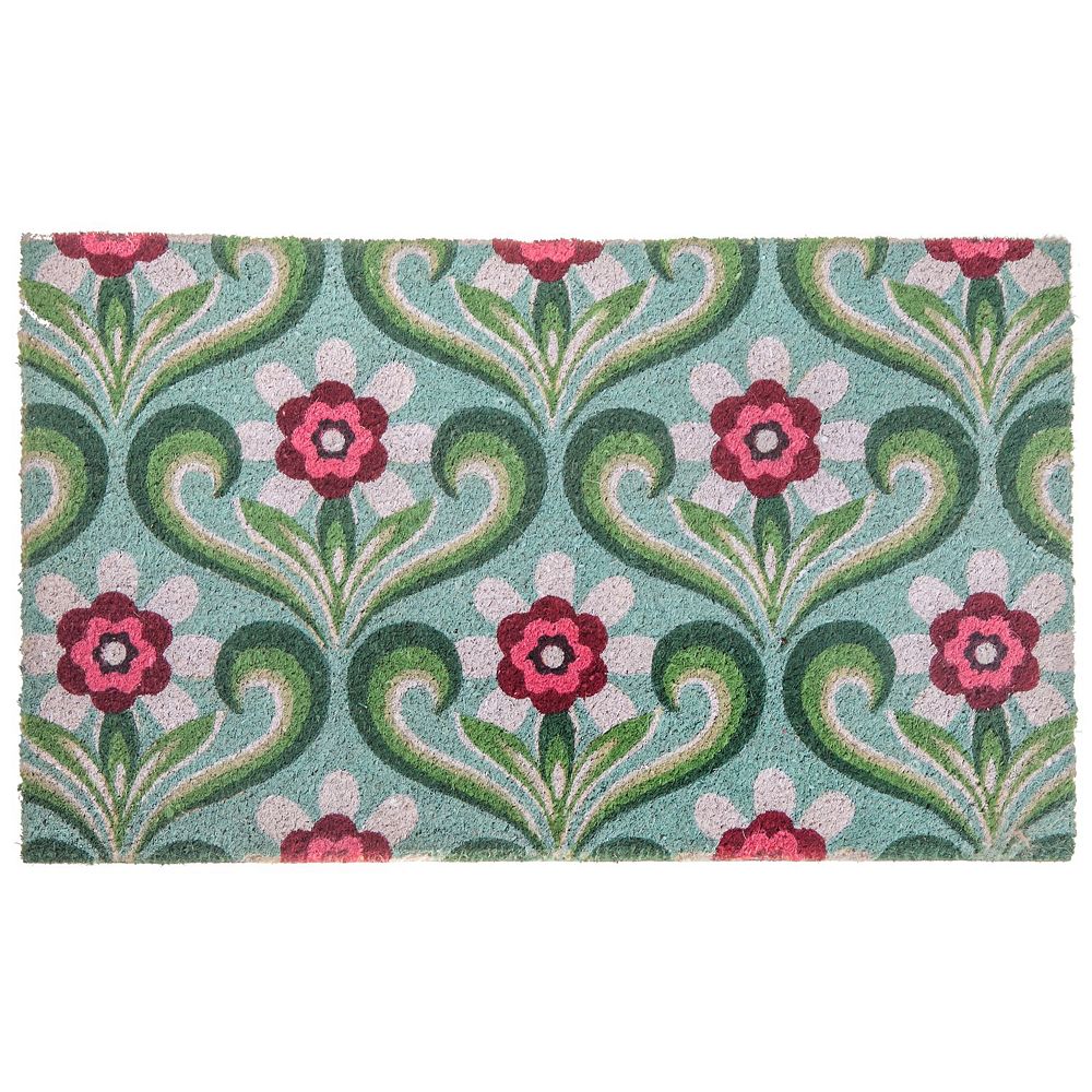 IH Casa Decor Ih casadecor 18-inch X 30-inch Teal Floral - Coir Door ...