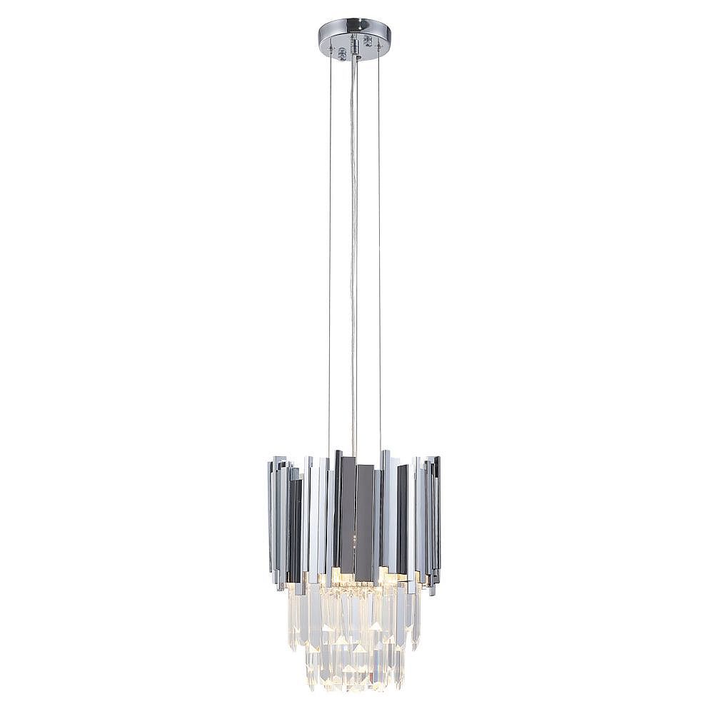 Living Design 4-Light Chrome Pendant Light With Clear Hanging Crystals ...
