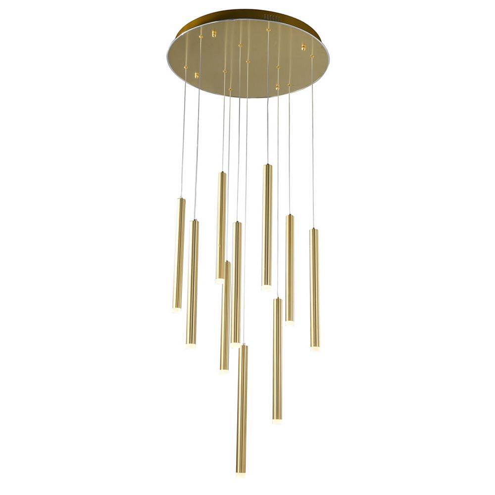 Living Design 23.6-inch Gold Integrated Led Chandelier With Frosted ...
