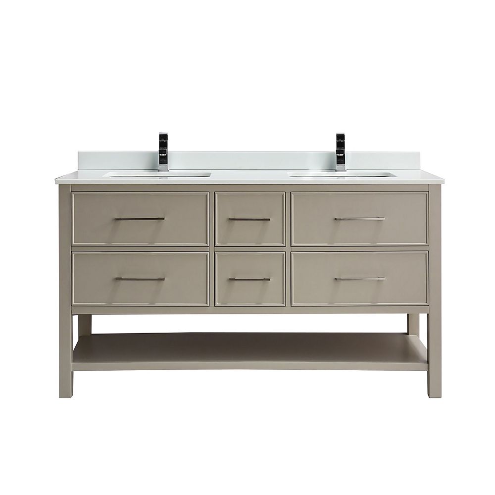 Nordic Canada Venetia Vanity with White Glass Top, 60-inch | The Home ...