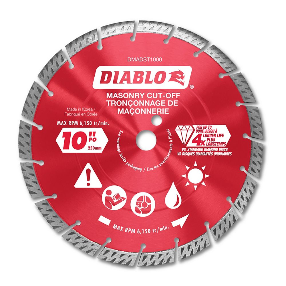 Diablo 10 in. Diamond Segmented Turbo Cut-Off Discs for Masonry | The ...