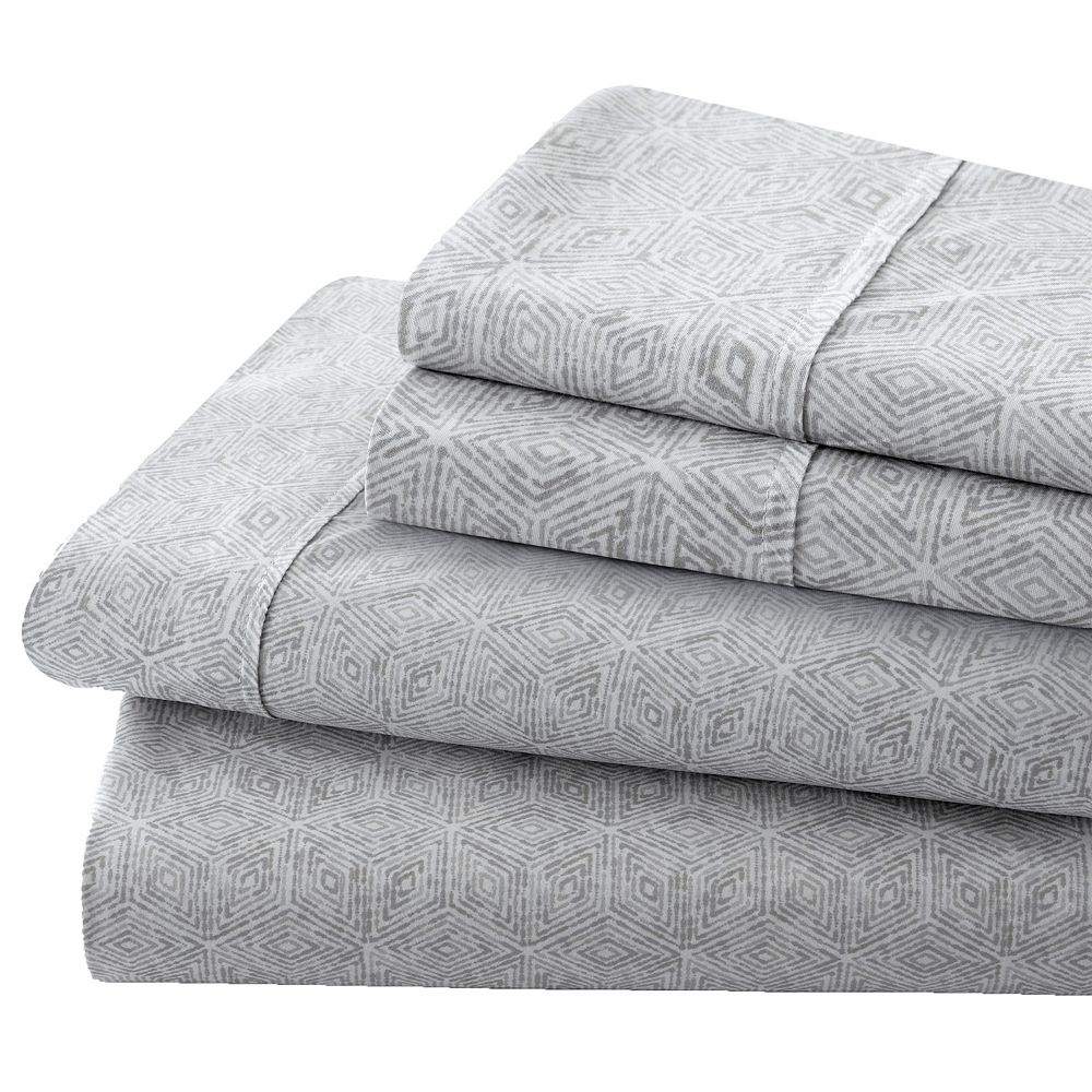 Sutton Home Super Soft 4 PC Printed Sheet Set Queen Cloudy Geo | The ...