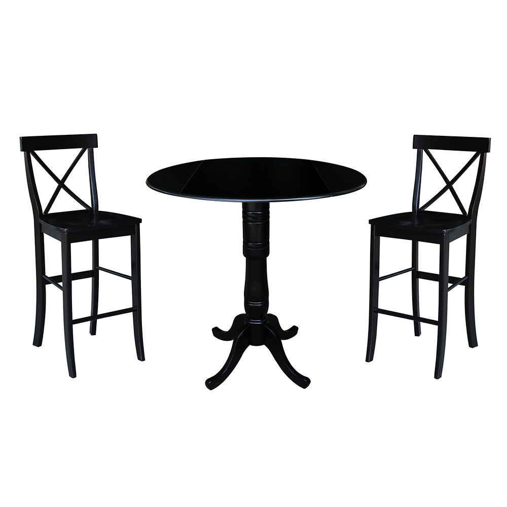 International Concepts Black Set of 3 pcs - 42" round pedestal bar ...