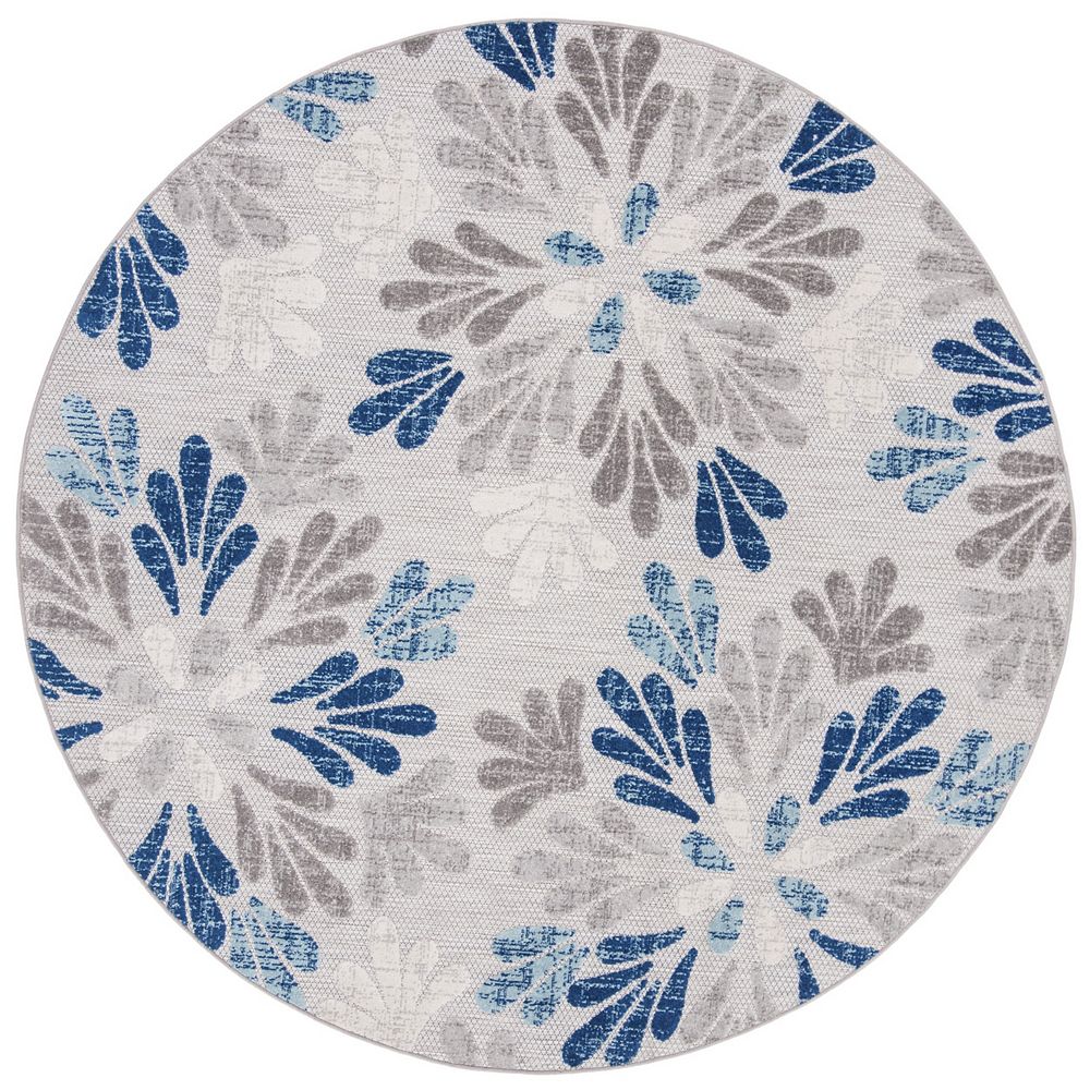 Safavieh Cabana Mindy Grey / Blue 8 ft. x 8 ft. Indoor/Outdoor Round ...