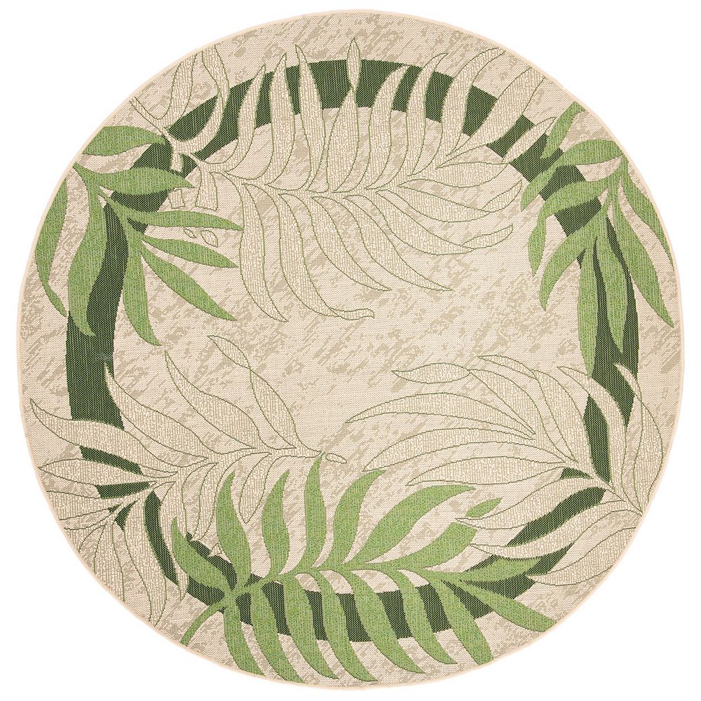 Safavieh Courtyard Lloyd Cream / Green 4 ft. x 4 ft. Indoor/Outdoor ...