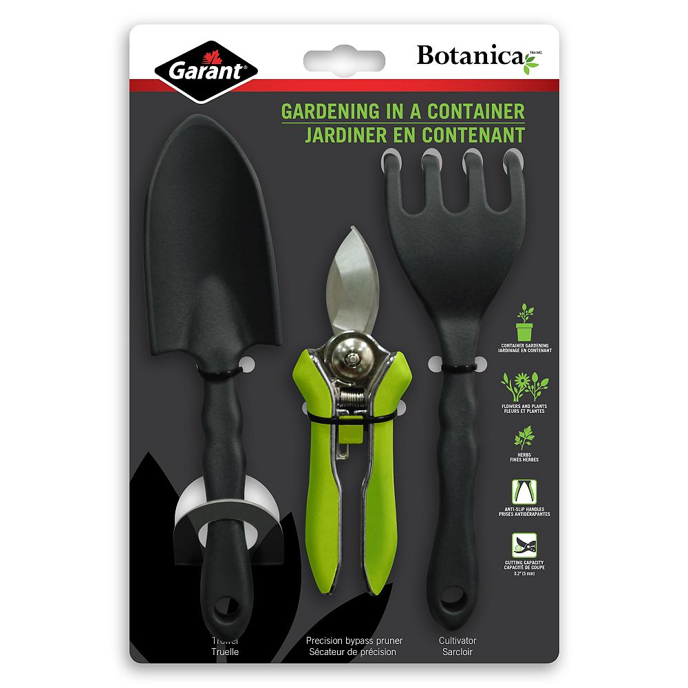 Botanica Container gardening kit: cultivator, trowel, bypass pruner ...