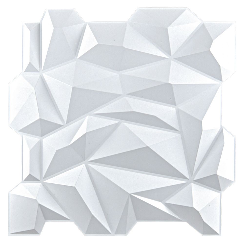 Art3dwallpanels Diamond 3D Wall Panel PVC 19.7 inch x 19.7 inch White ...