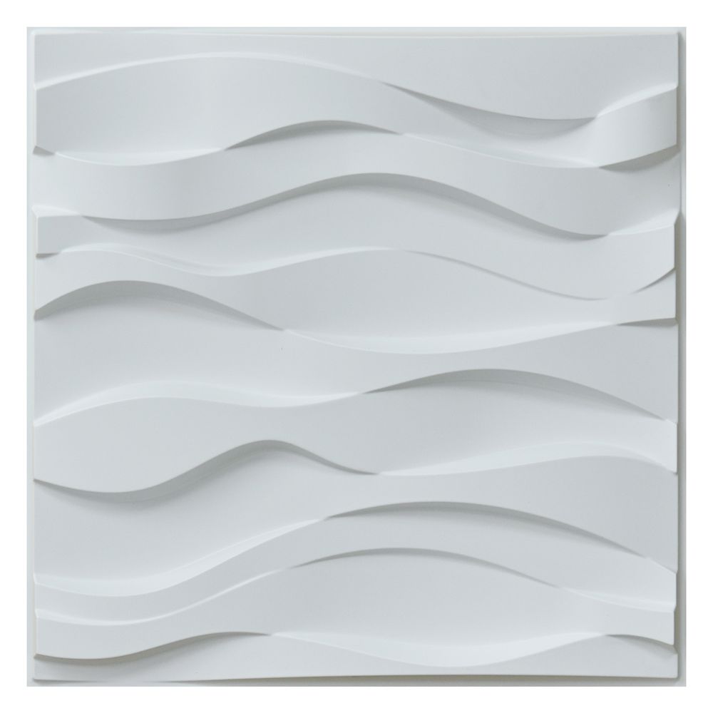 Art3dwallpanels 3D Wall Panel PVC Wave 19.7 inch x 19.7 inch in White ...