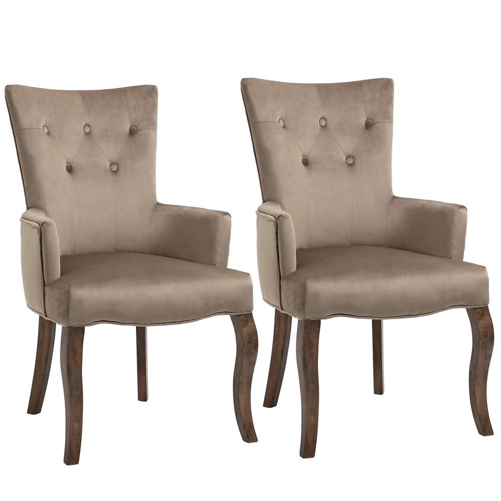 HOMCOM Button Tufted Dining Chairs High Back Side Chairs w/ Solid Wood ...
