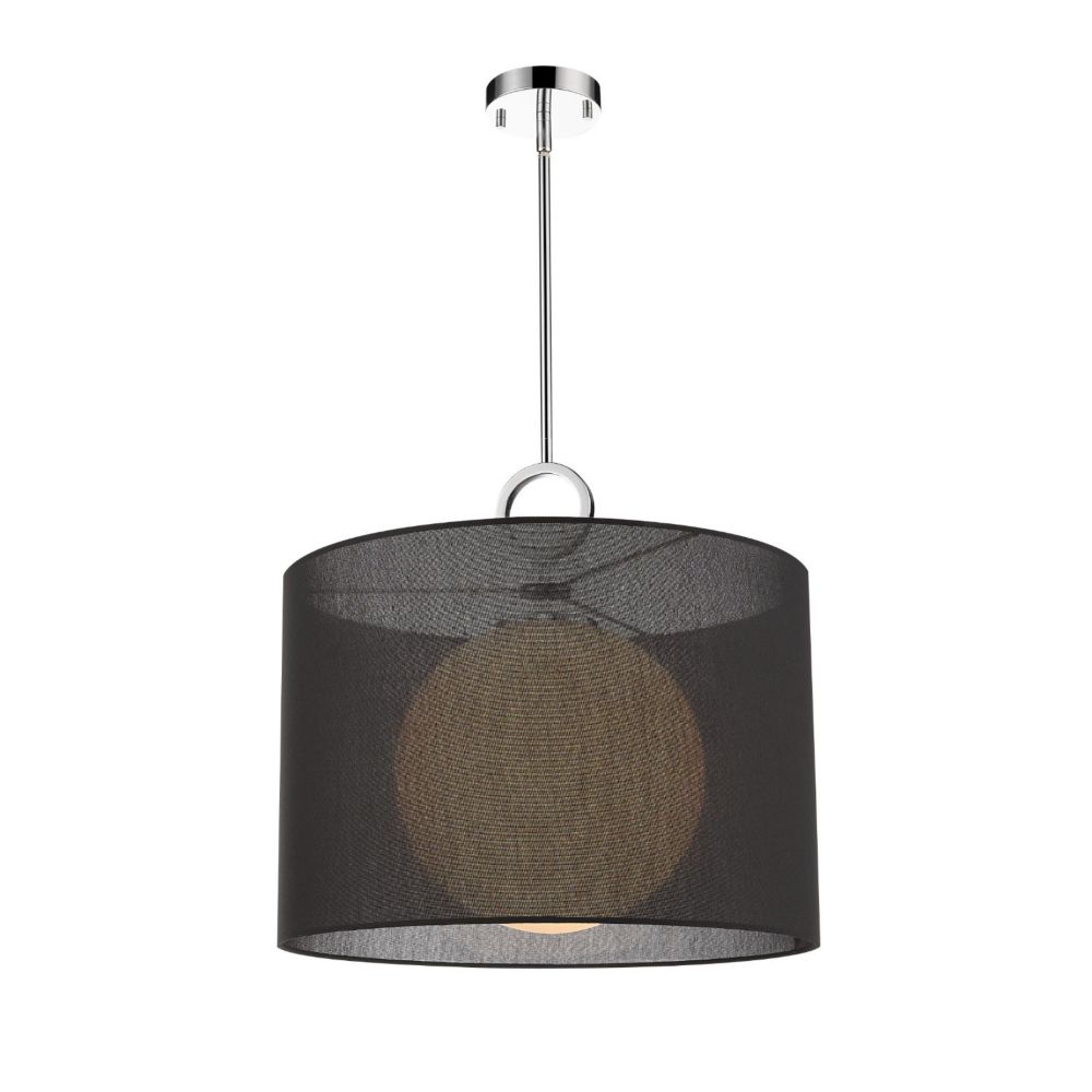 Filament Design 1-Light Chrome Pendant with Black Fabric Shade - 20 ...